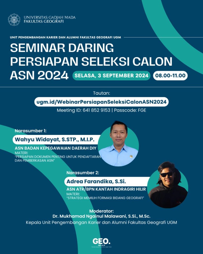Unit Pengembangan Karier dan Alumni Fakultas Geografi UGM Gelar Seminar Daring bertajuk ...